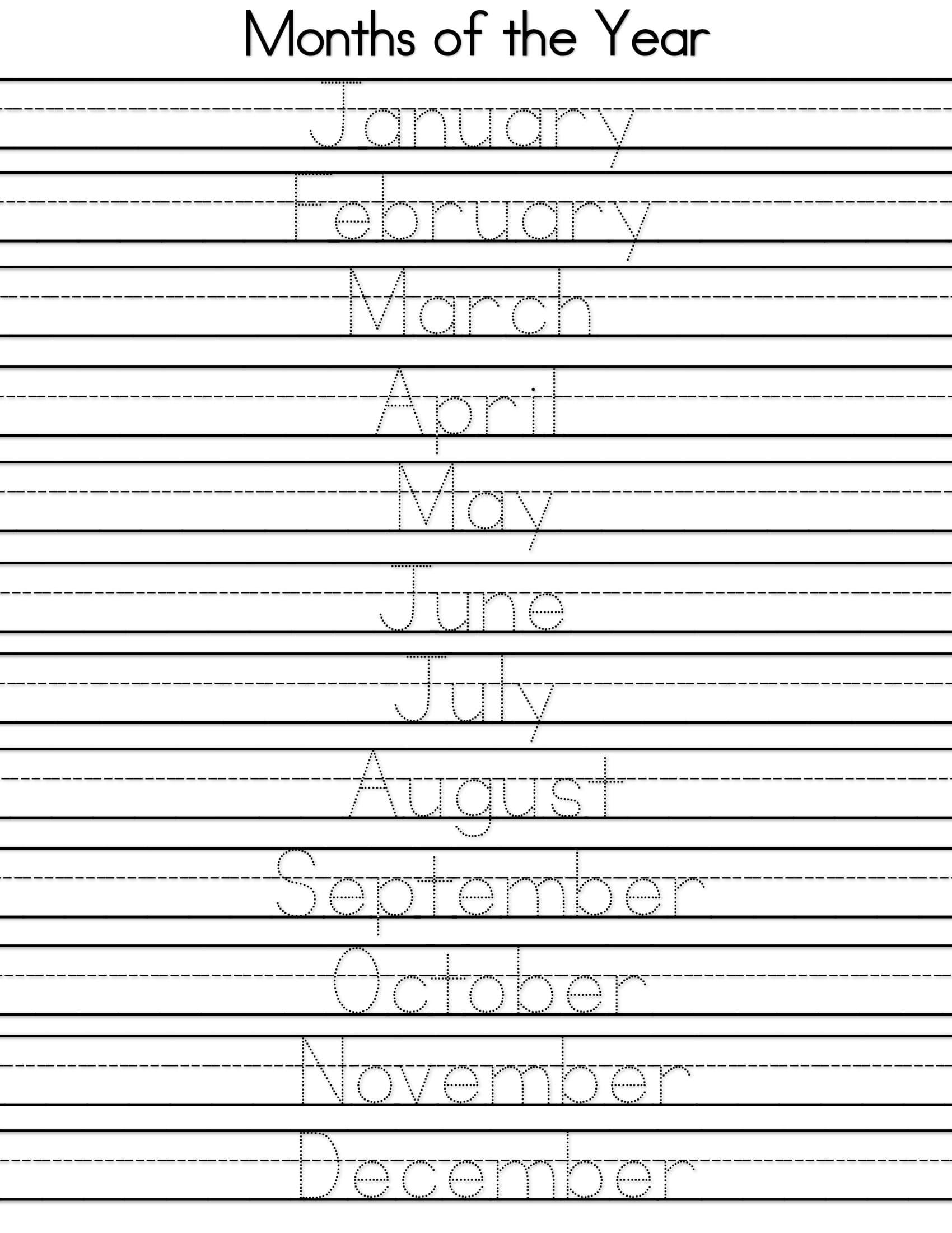 Months of the Year Writing Practice (digital Print) - Etsy