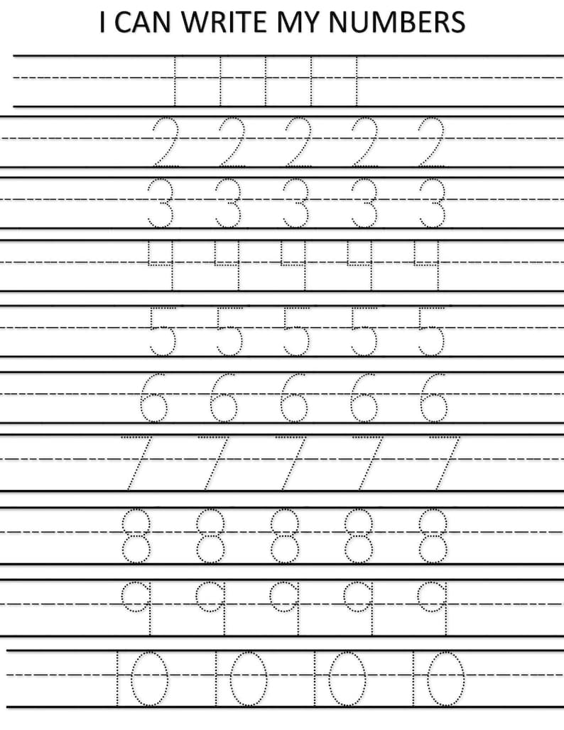 Number Tracing 2 Printable Worksheets - Etsy