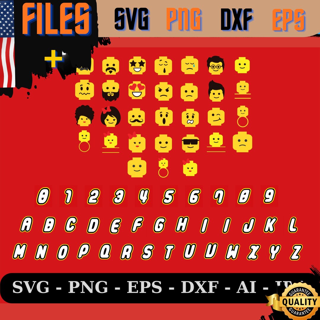 Ziegel Gesichter SVG Bundle, Alphabet SVG PNG, Kinderspielzeug Dateien ...