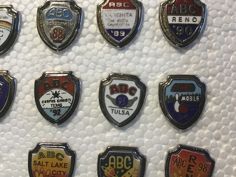 Collection of 16 ABC Tournament Shield Pins - Etsy