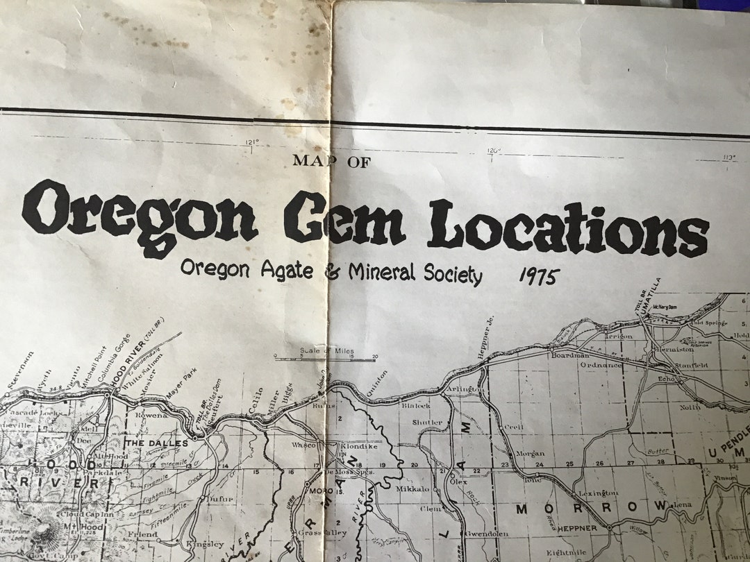 1975 Map of Oregon Gem Locations Published by the Oregon Agate ...