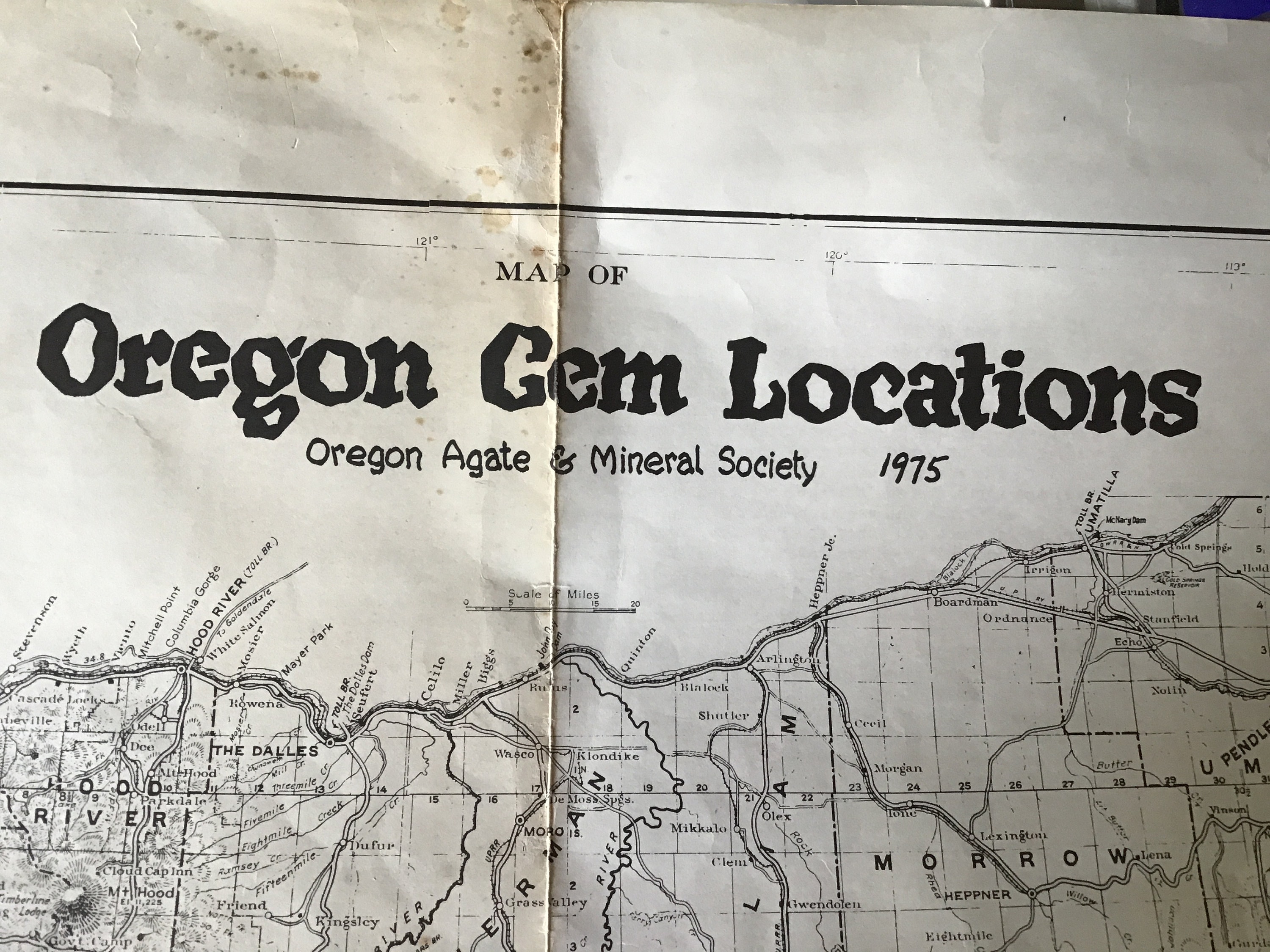 1975 Map of Oregon Gem Locations Published by the Oregon Agate ...
