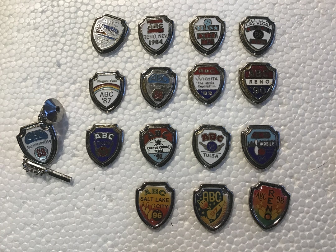 Collection of 16 ABC Tournament Shield Pins - Etsy
