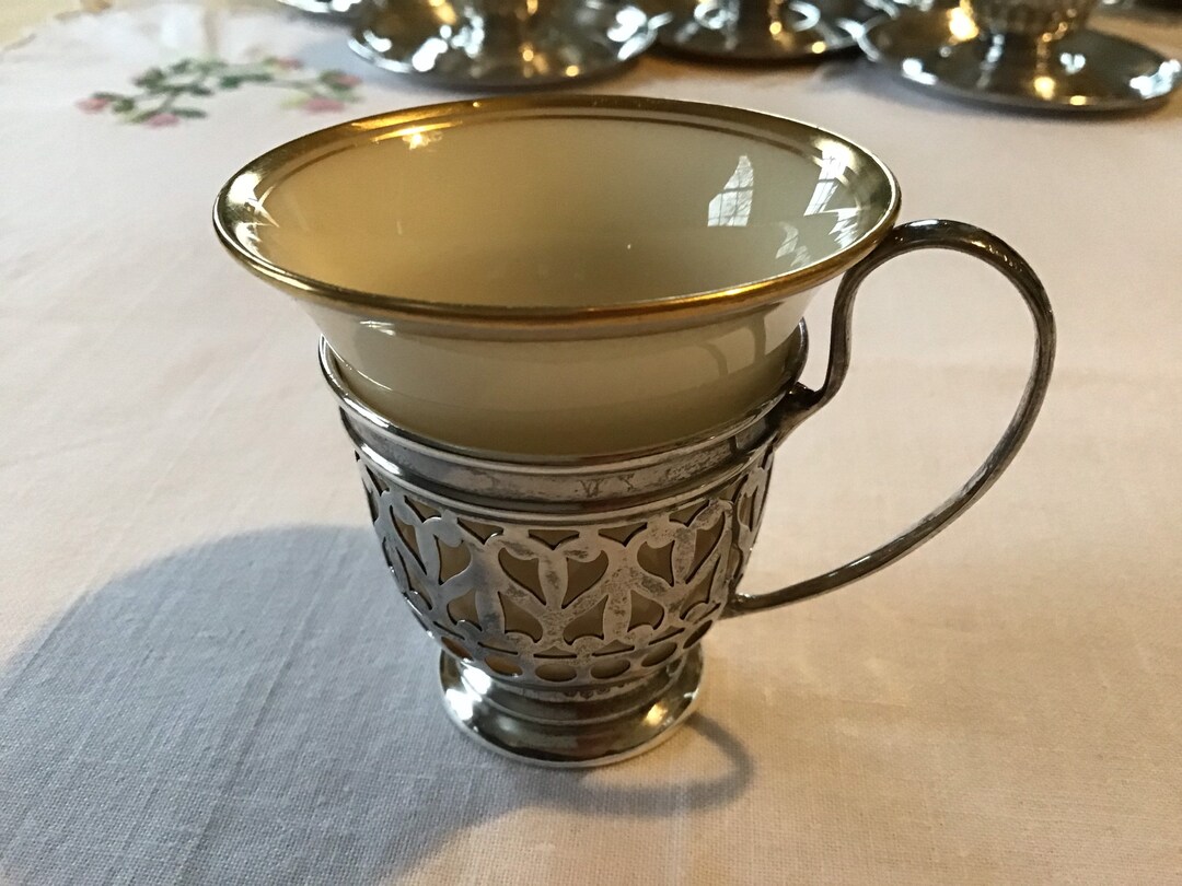 Set of 8 Lenox Demitasse Cups With Gorham Sterling Silver Holders and ...
