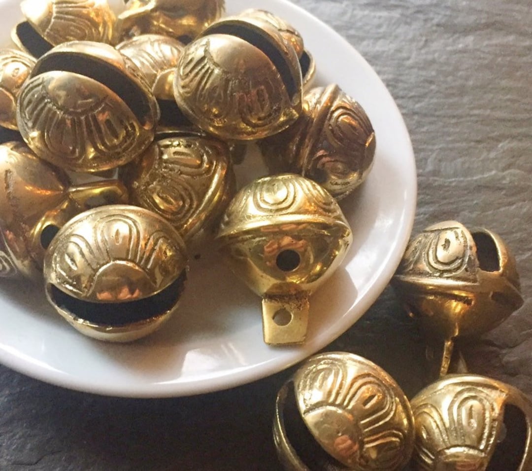 Jakarta Brass Bell - Large 1” Carved Decorative Reindeer Sleigh Bell ...