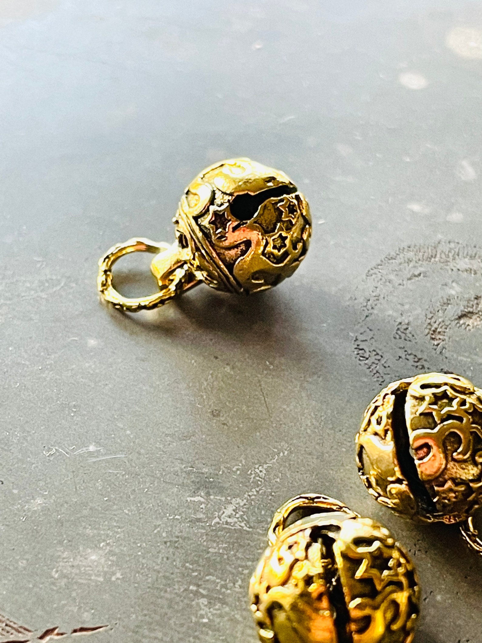 Starry Night Bell - 12mm Engraved Gold Jingle Bell - Loud and Clear - Etsy