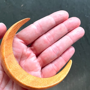 Crescent Moon in Natural Wood - 3" Solid Wood - Gorgeous Shawl Pin Fork ...