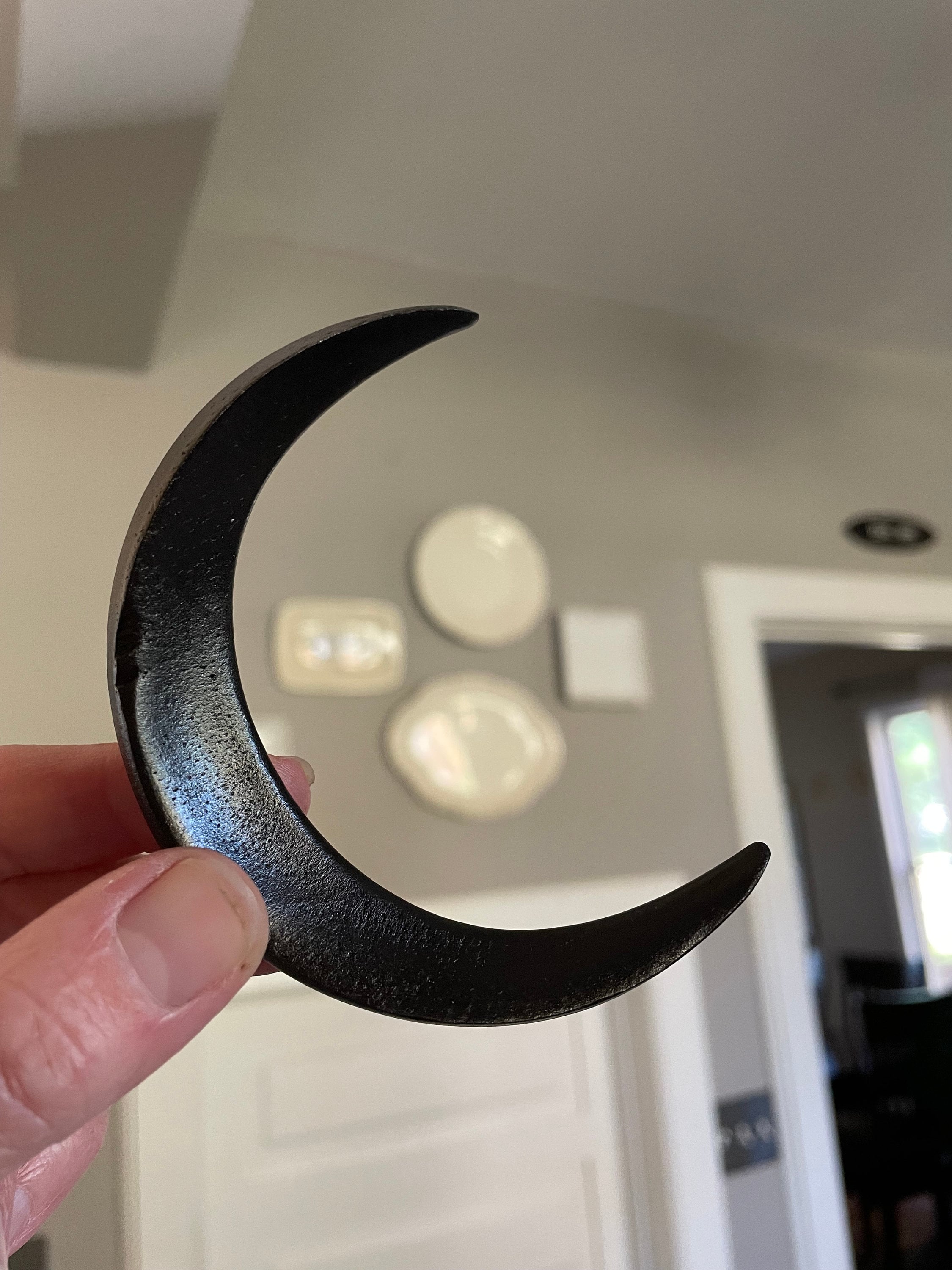 Crescent Moon in Black - 3" Solid Wood - Gorgeous Shawl Pin Fork Hair ...