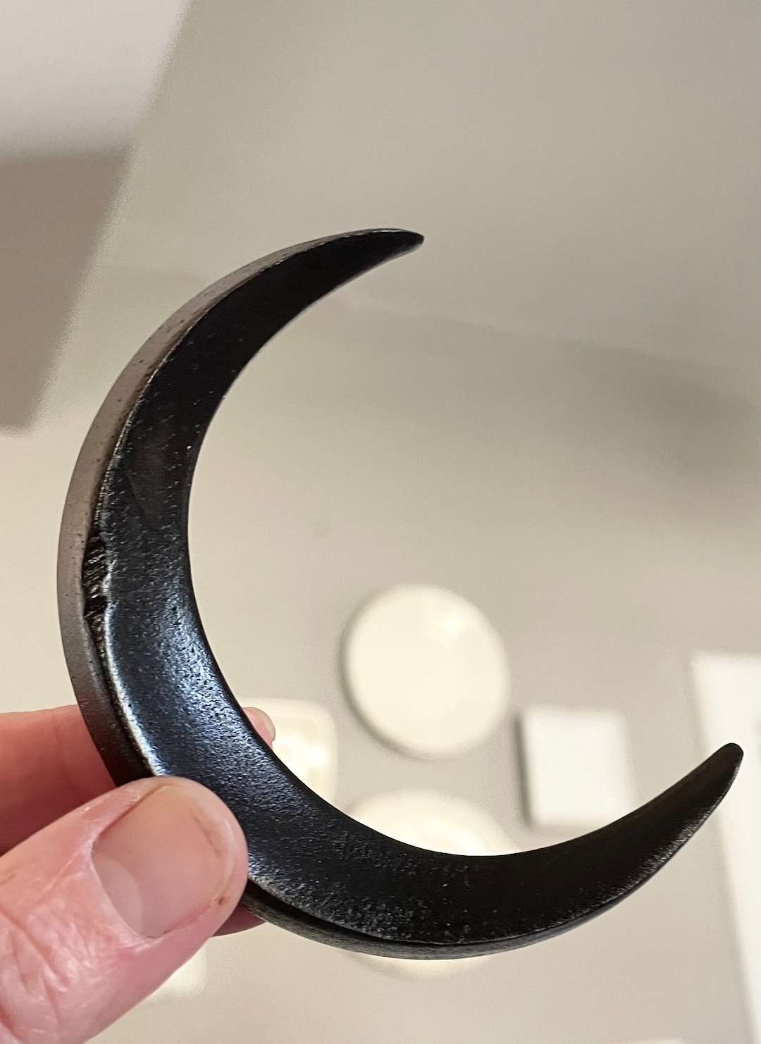 Crescent Moon in Black - 3" Solid Wood - Gorgeous Shawl Pin Fork Hair ...