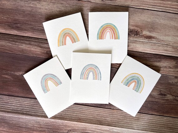 Boho Rainbow Blank Note Card Set Blank Notecard Stationery - Etsy
