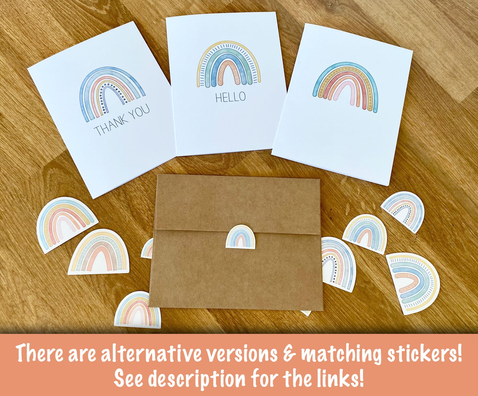 Boho Rainbow Blank Note Card Set Blank Notecard Stationery - Etsy