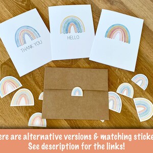 Boho Rainbow Blank Note Card Set | Blank Notecard Stationery ...