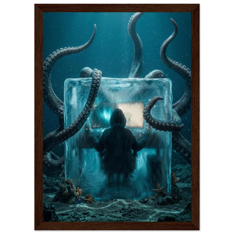 Octopus Gamer Art Print | Underwater Gaming Setup Illustration, Framed ...