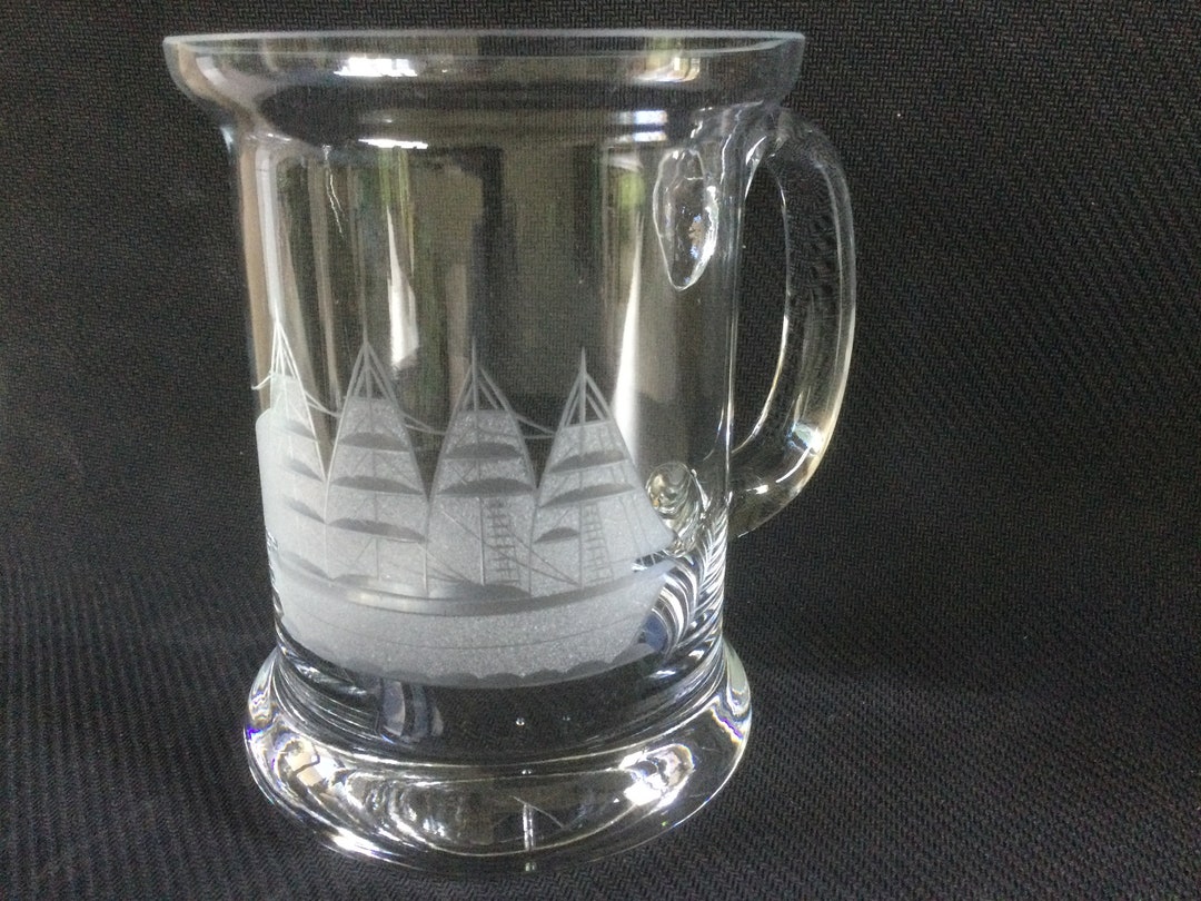 Toscany Glass Nautical Schooner Etched Beer Mug - Etsy