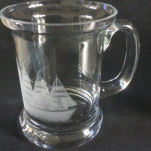 Toscany Glass Nautical Schooner Etched Beer Mug - Etsy