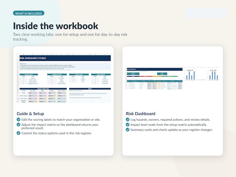 Risk Assessment Excel Template, Safety Dashboard, Risk Matrix, Hazard ...