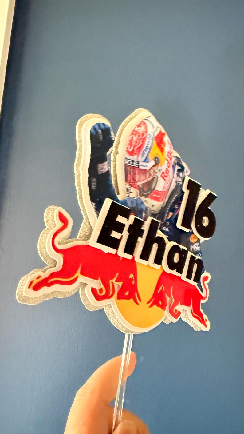Max Verstappen Racing Driver Cake Topper | Birthday Name Age - Etsy