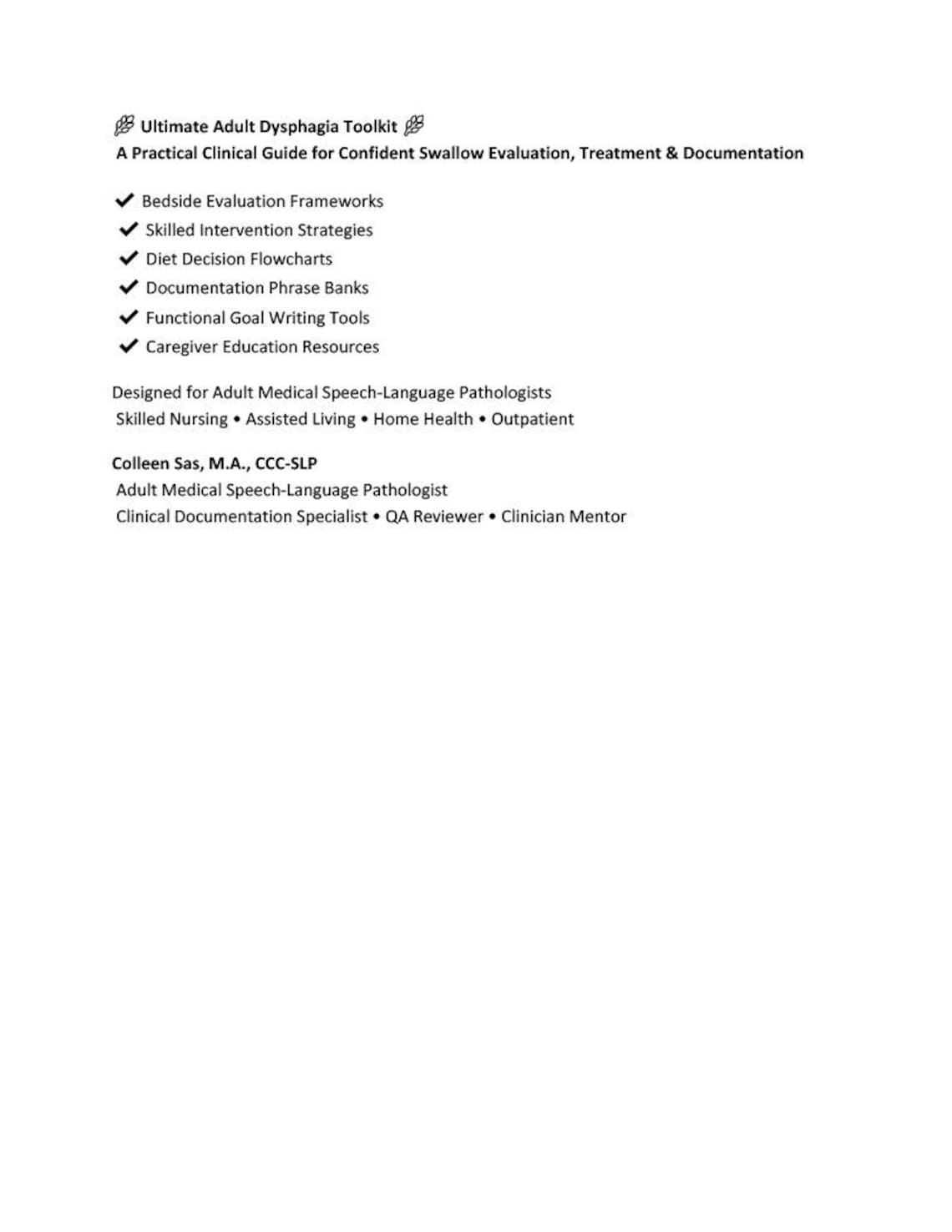 Dysphagia Toolkit for Slp's | Adult Swallowing Therapy Manual PDF ...