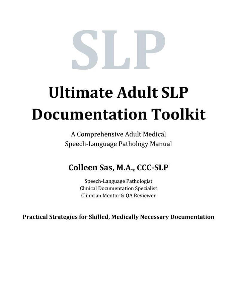 Adult SLP Documentation Toolkit | Medical Speech-language Pathology ...