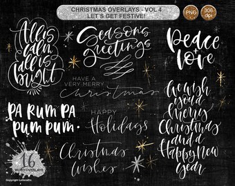 BUMPER Set Christmas Overlays Digital Word Artwork Holiday | Etsy