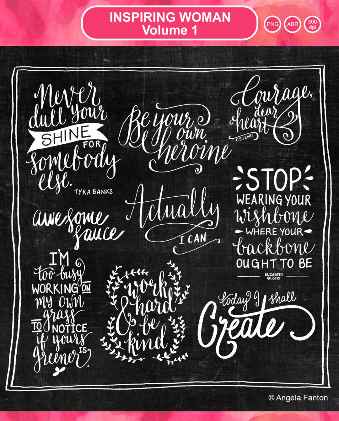 Inspiring Woman Overlays ~ Calligraphy Quotes ~ Hand-drawn Clipart ...
