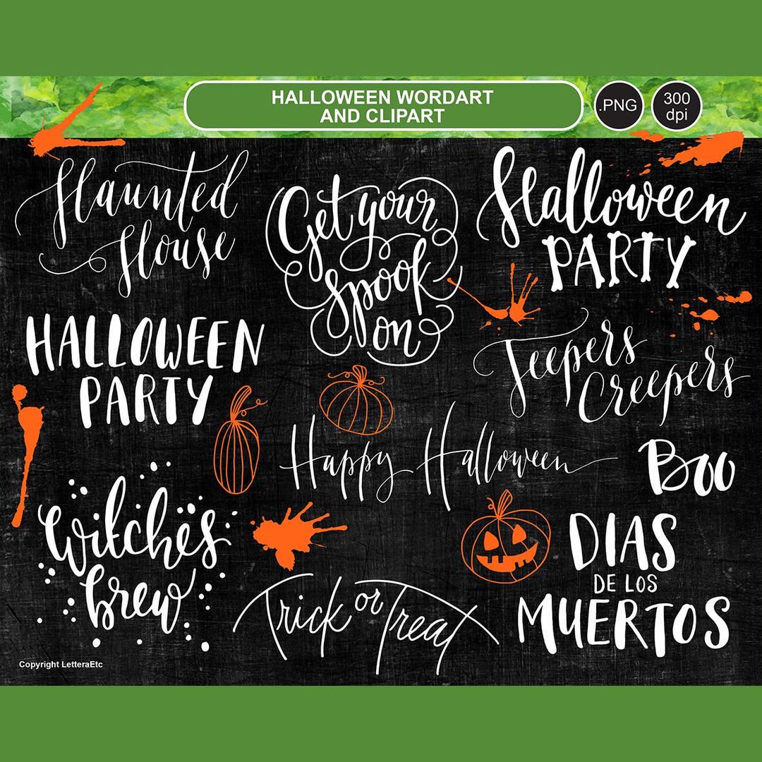 Halloween Digital Overlays ~ Hand-lettered Digital Artwork ~ Cardmaking ...