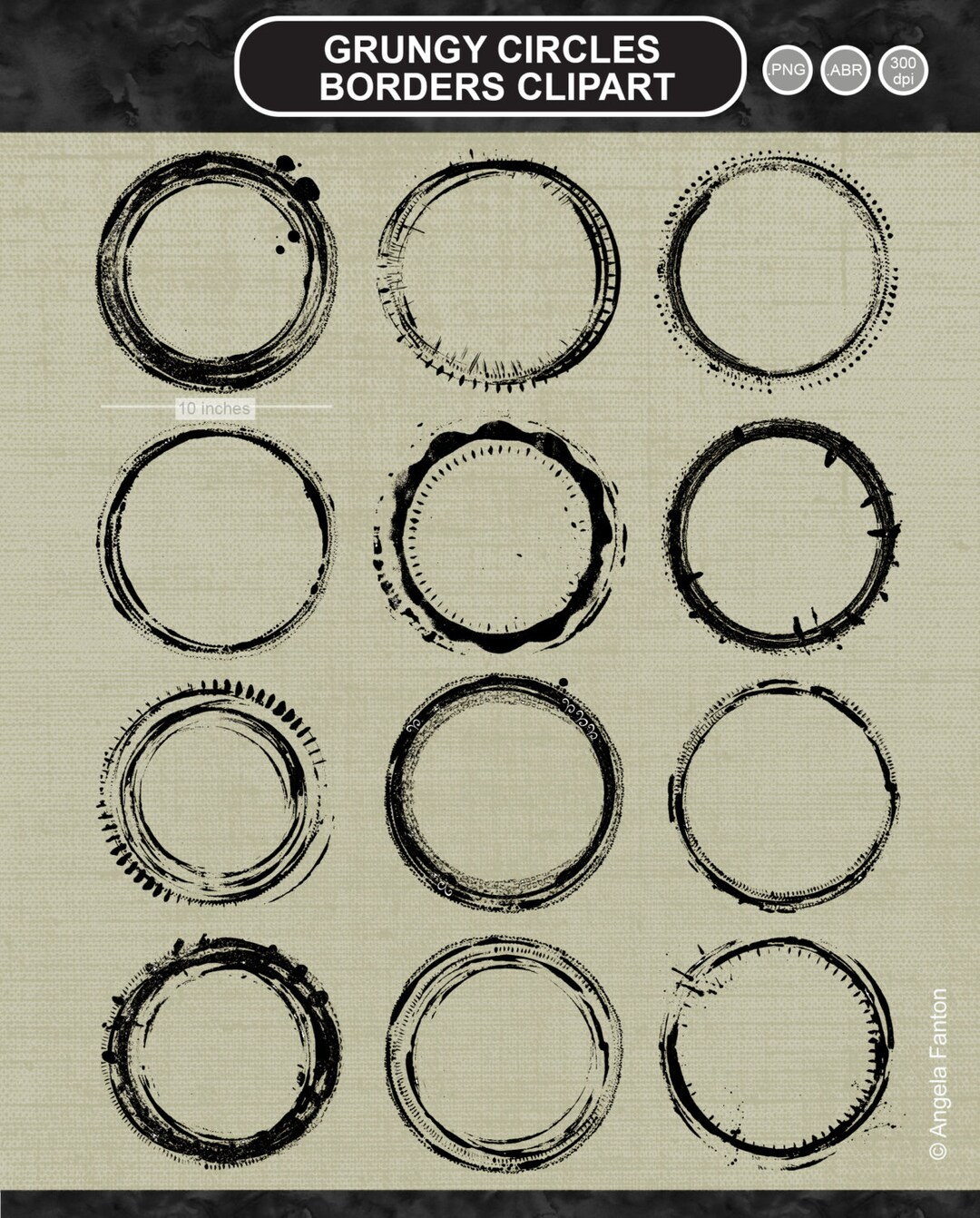 Grungy Circles Borders Clip Art ~ Hand-drawn Clipart Editable Digital ...