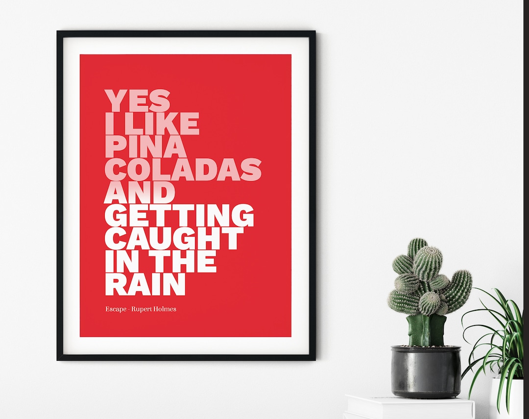 Pina Colada Song Lyrics Poster ~ Bold Typography Music Art Print - Etsy UK