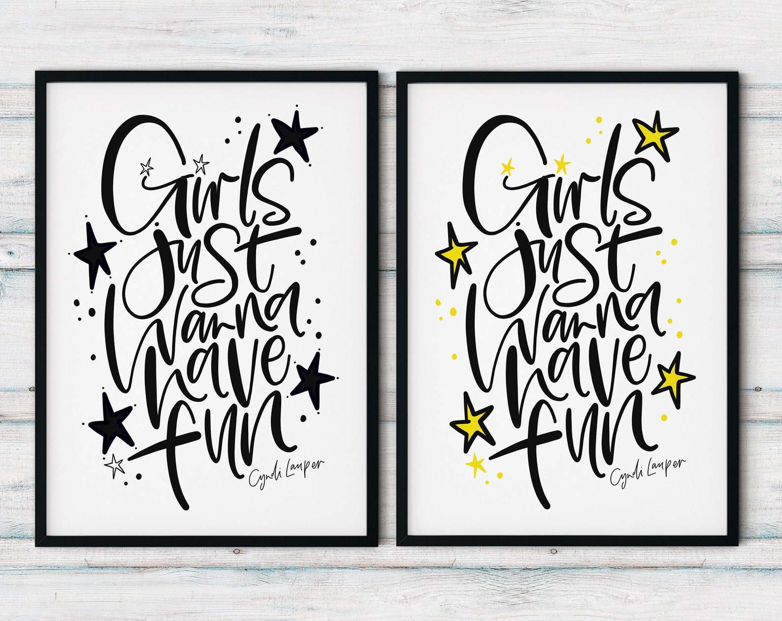 Girls Just Wanna Have Fun Song Poster Hand Lettered Music Lyrics Art ...