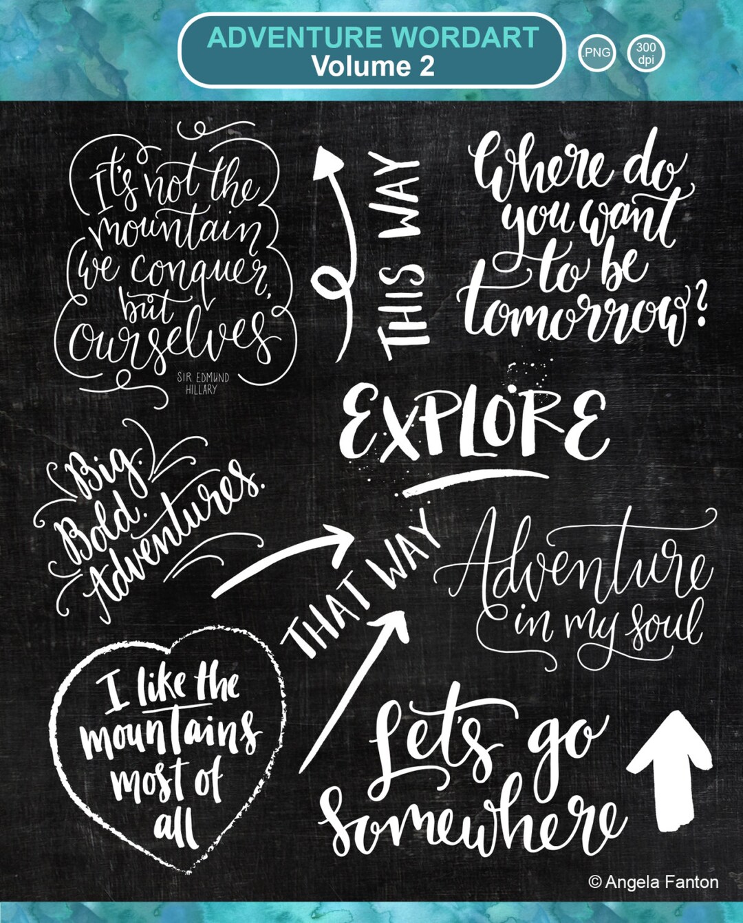 Adventure Word Overlays ~ Inspirational Hand-lettered Quotes ~ Editable ...