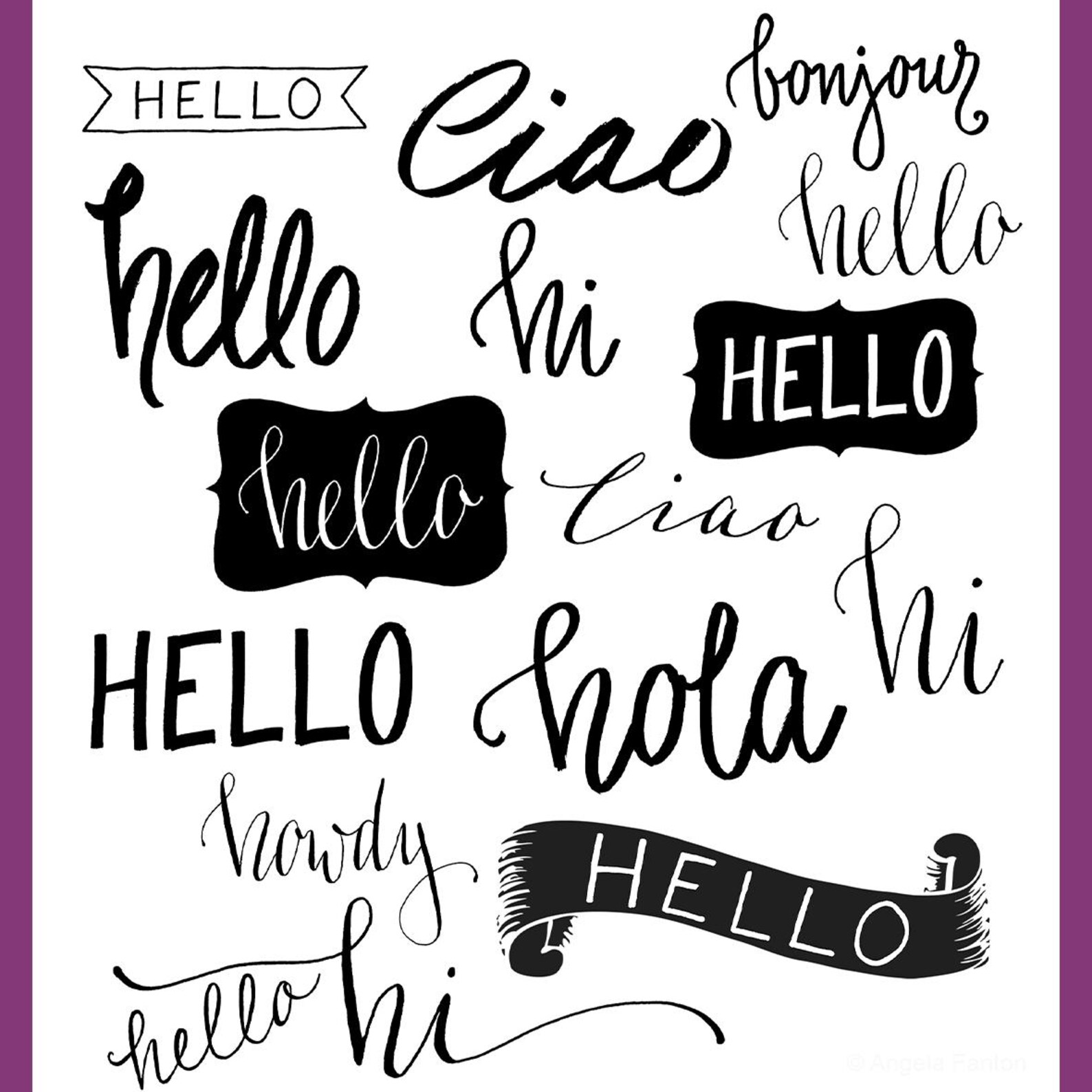 Greetings Overlays ~ Hello Words ~ Hand-drawn Clipart Editable Digital ...
