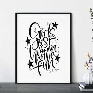Girls Just Wanna Have Fun Song Poster Hand Lettered Music Lyrics Art ...