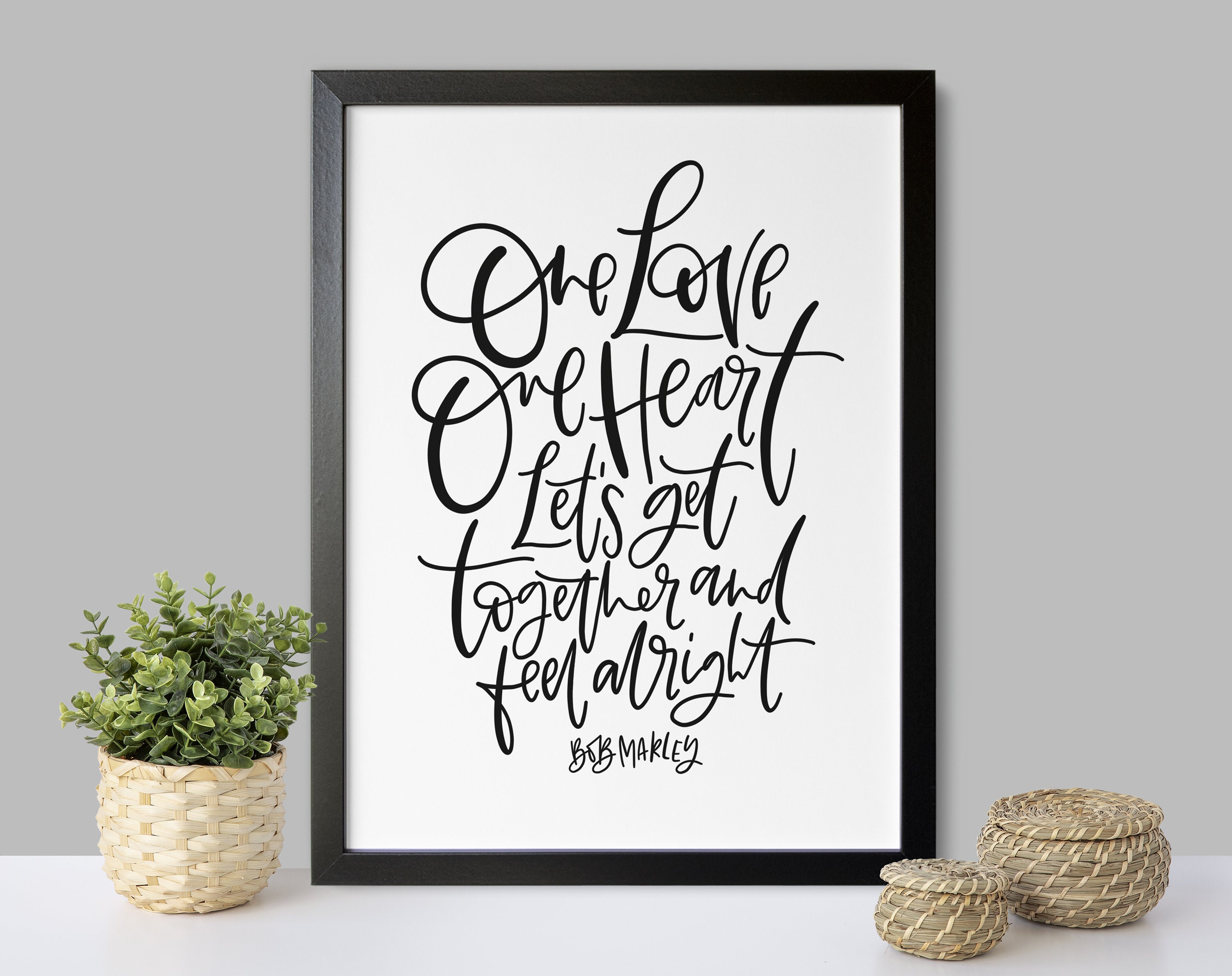 One Love Song Poster Bob Marley Music Lyrics Art Print Calligraphy Song ...