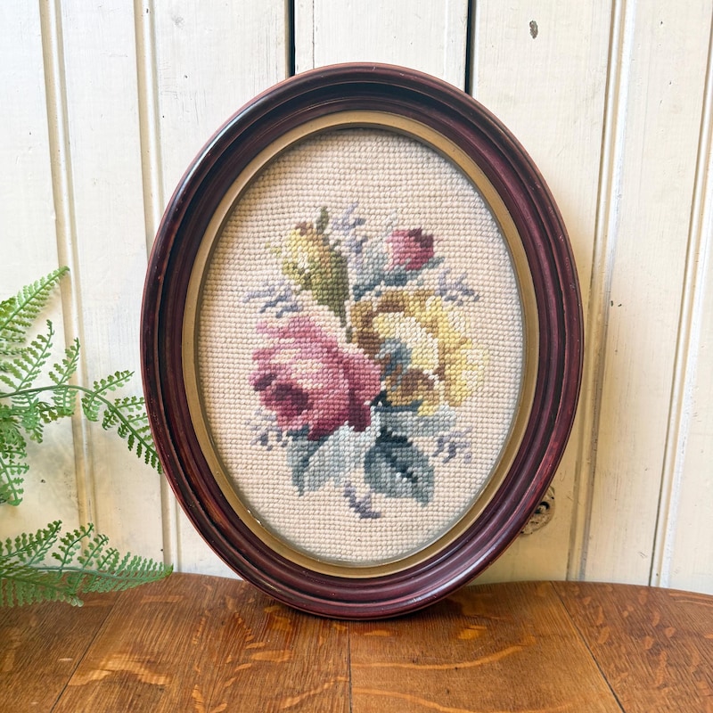 Needlepoint Oval Rose - Etsy