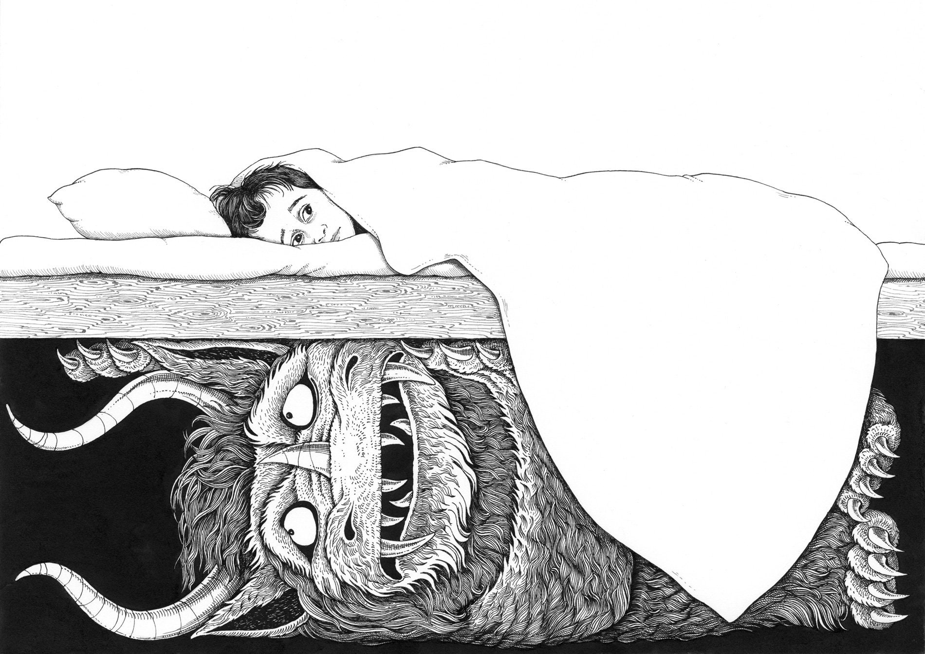 Monster Under Bed Drawing