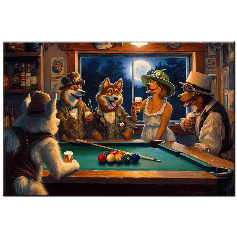 Dogs Playing Pool - Etsy
