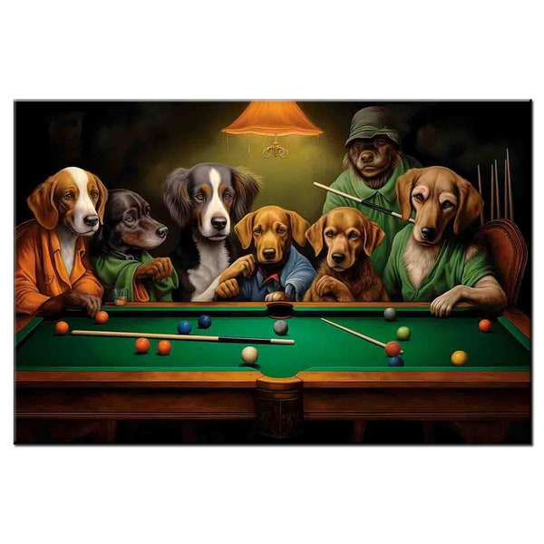 Dogs Playing Pool - Etsy