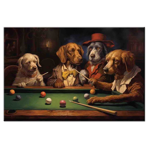 Dogs Playing Pool - Etsy