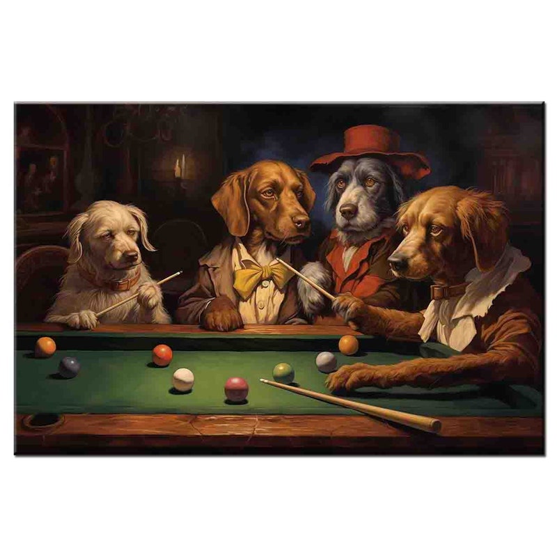 Dogs Playing Pool - Etsy