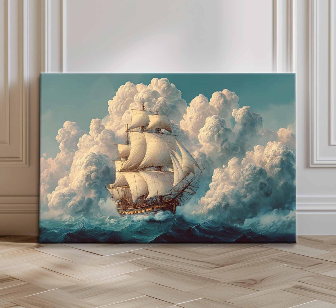 Majestic Tall Ship Seascape Giclee Canvas Print, Vintage Maritime ...