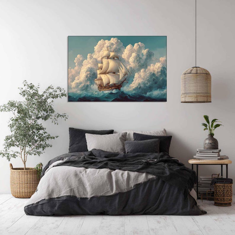 Majestic Tall Ship Seascape Giclee Canvas Print, Vintage Maritime ...