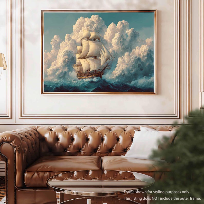 Majestic Tall Ship Seascape Giclee Canvas Print, Vintage Maritime ...