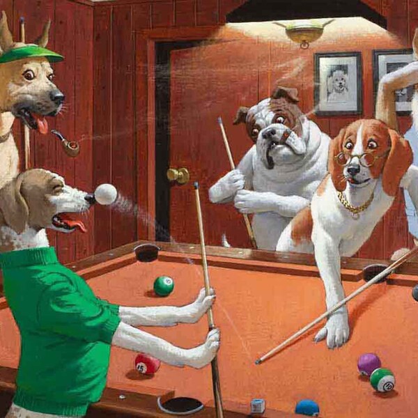 Dogs Playing Pool - Etsy
