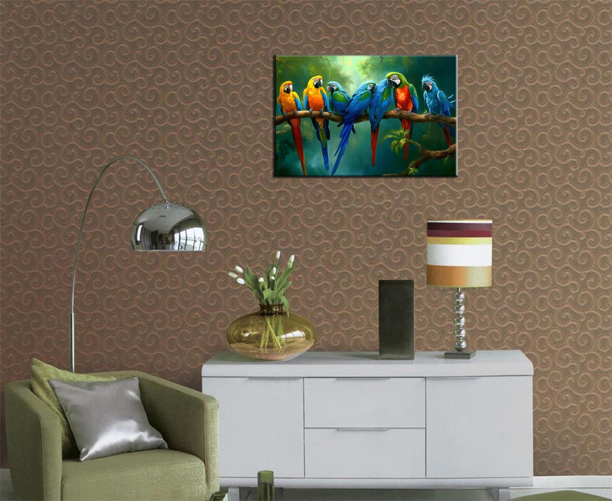 Colorful Parrot Macaw Oil Painting Pictures Printed on Canvas - Etsy