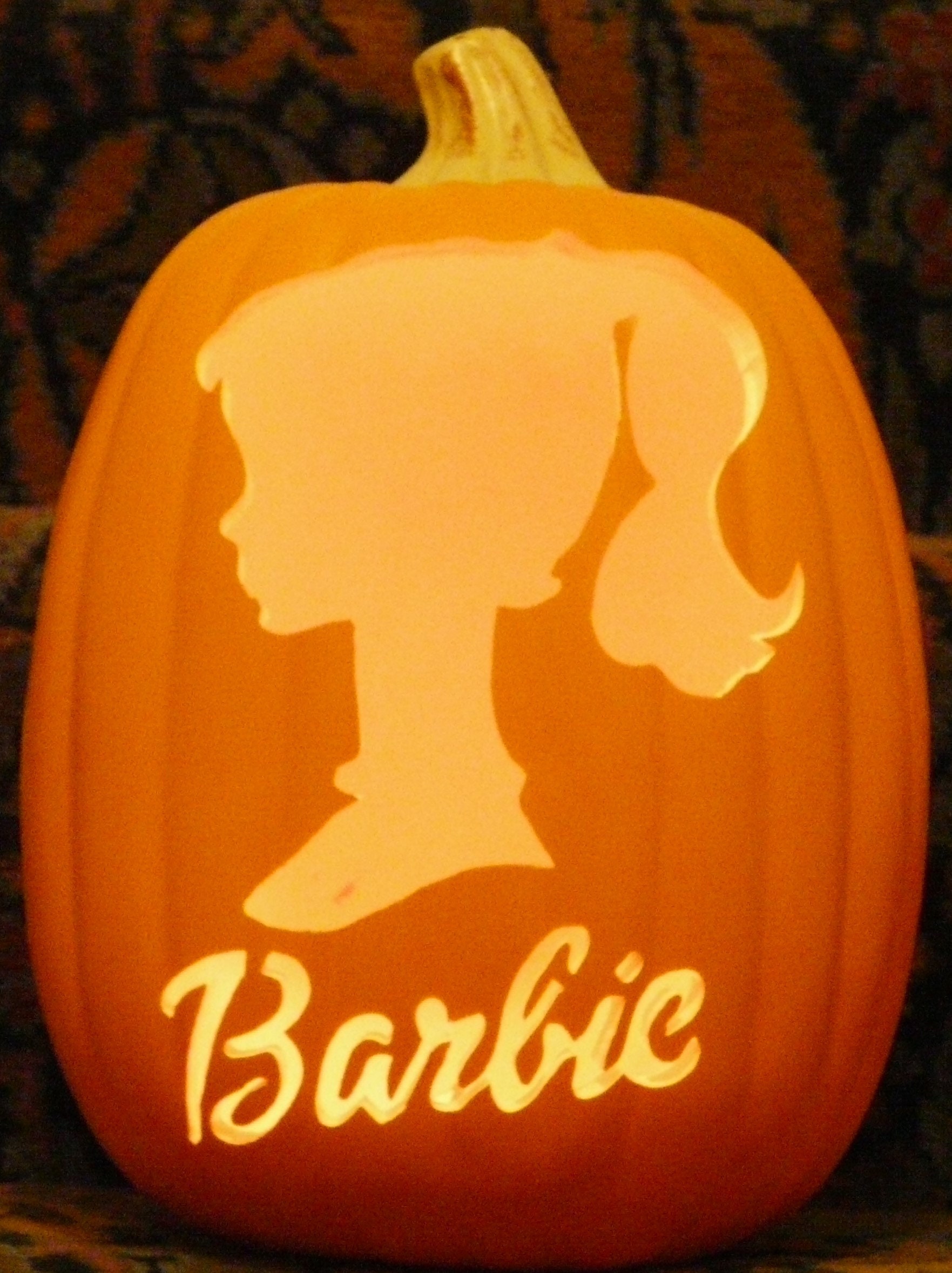 Barbie Carved on a 13 Foam Pumpkin for Halloween Decorating - Etsy