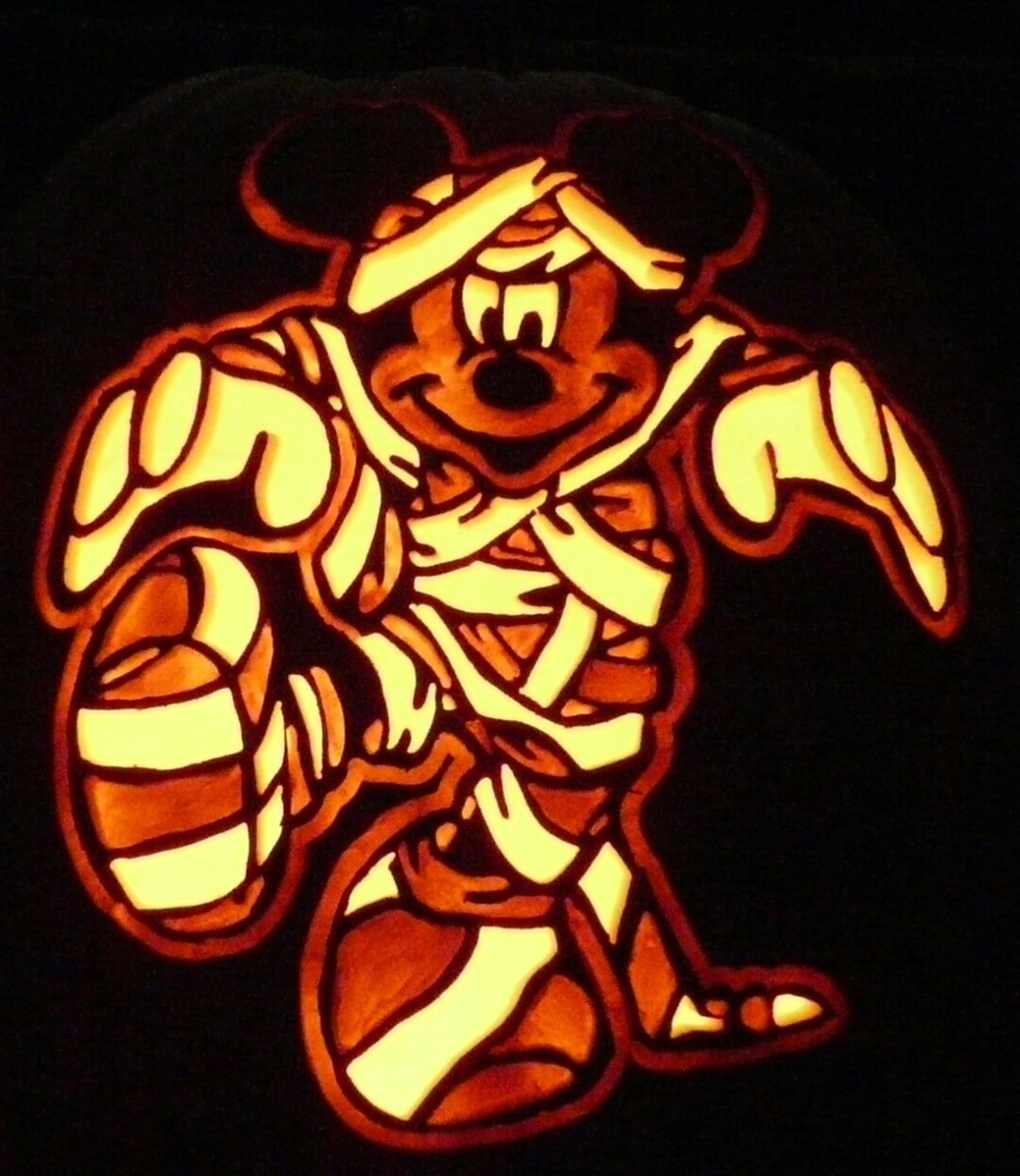 Mickey Mouse Mummy Hand-carved on a Foam Pumpkin for Halloween ...