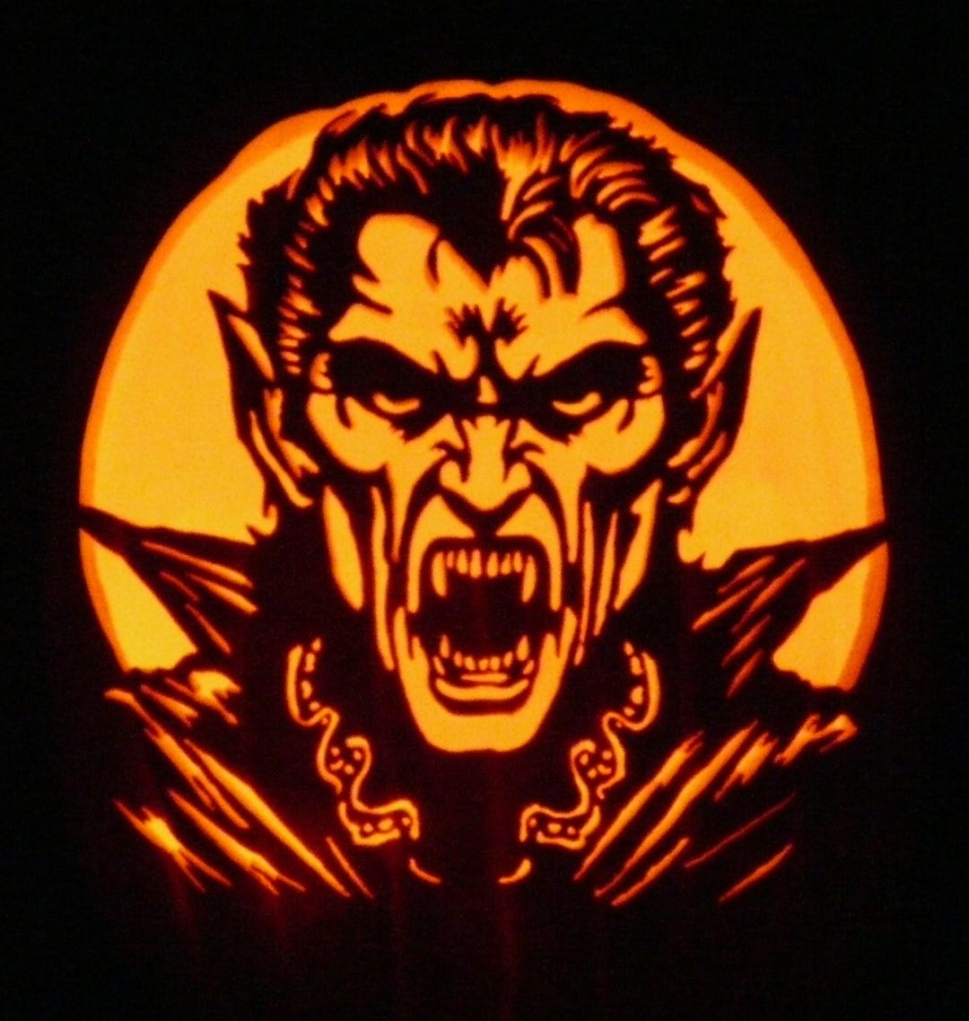 Hand Carved Vampire on a Foam Pumpkin for Halloween Decorating - Etsy