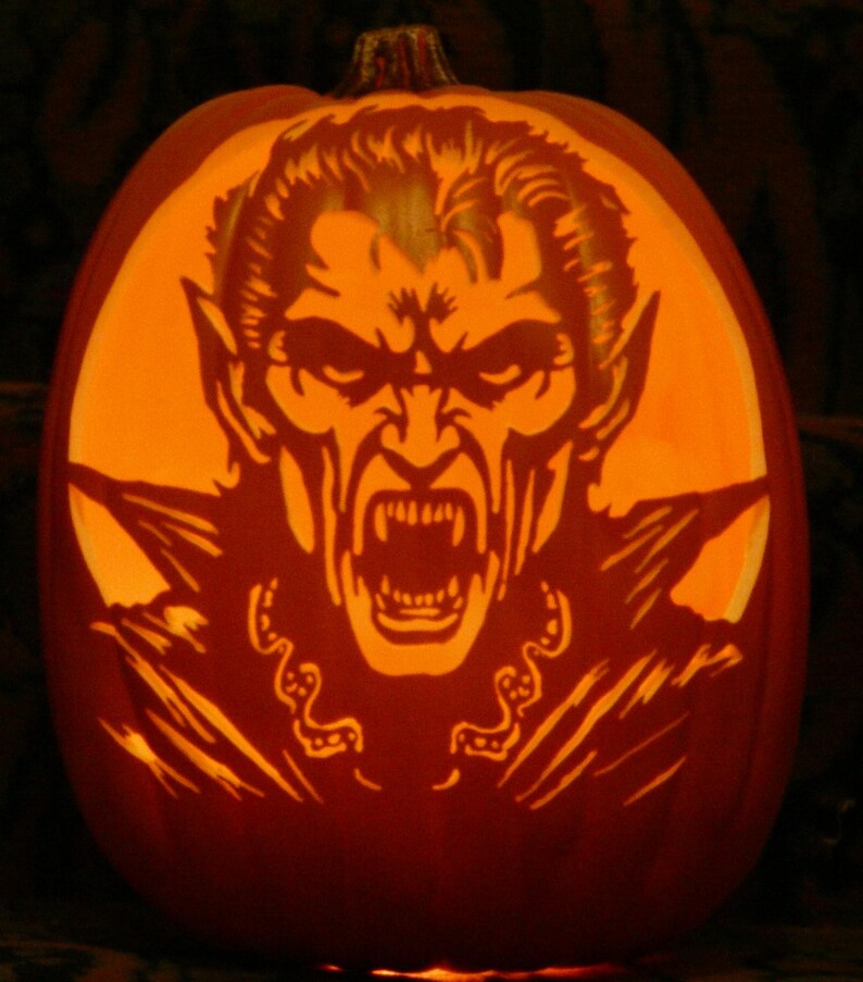 Hand Carved Vampire on a Foam Pumpkin for Halloween Decorating - Etsy