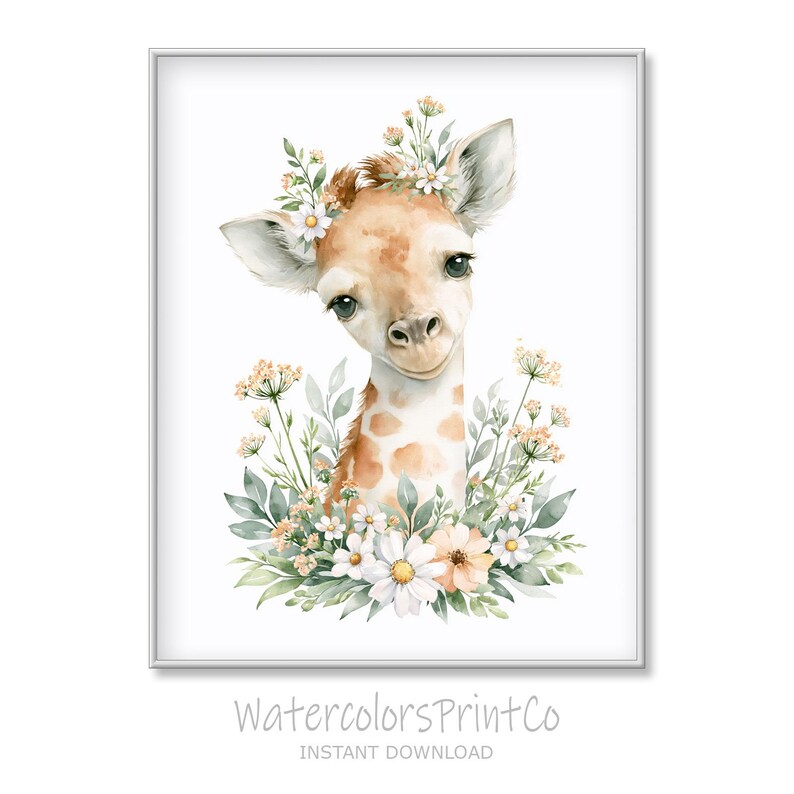 Sweet Baby Giraffe Watercolor Painting, Pastel Nursery Wall Art ...