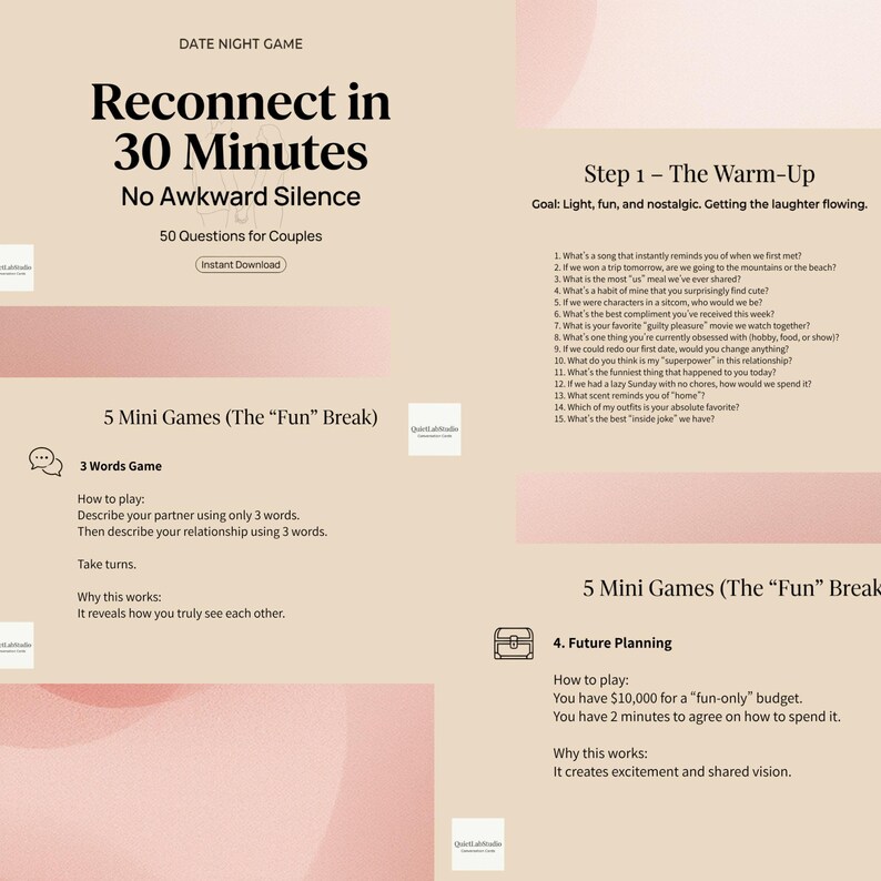 Date Night Game for Couples | Reconnect in 30 Minutes | 50 Conversation ...
